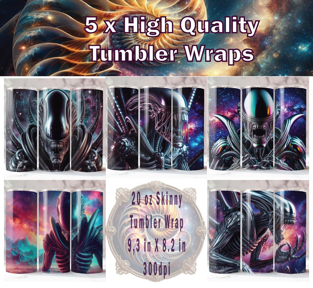 Xenomorph Tumbler Wrap X 5, 20 Oz Tumbler Wrap, Xenomorph Sublimation ...