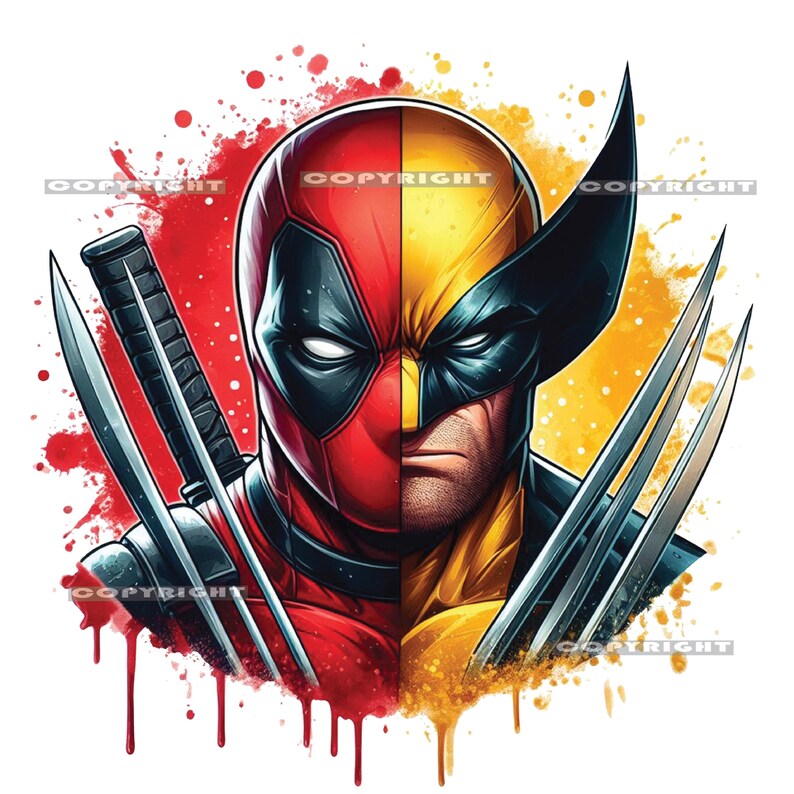 Deadpool and Wolverine PNG X 5, Deadpool and Wolverine T-shirt Design ...