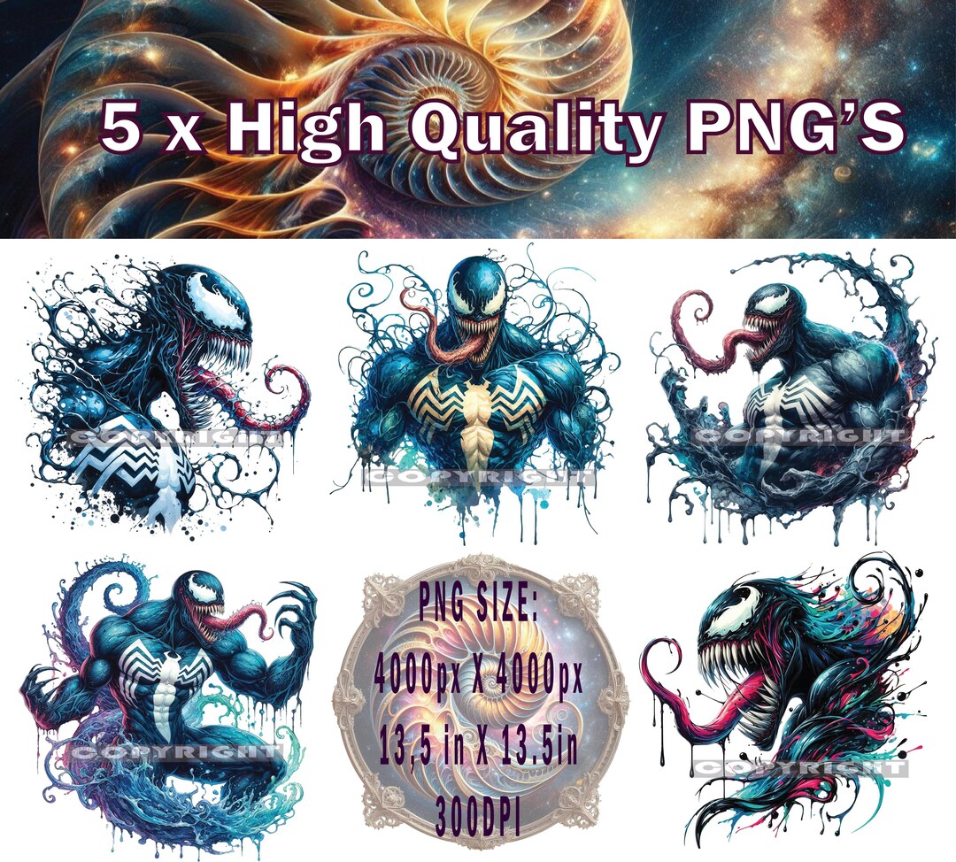 Venom PNG X 5, Venom T-shirt Design, Venom Sublimation, Venom PNG ...