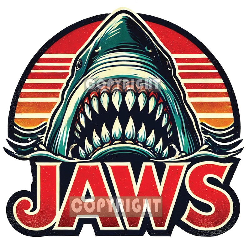 Jaws Png X 5, Jaws T-shirt Design, Jaws Vintage Sublimation, Shark ...