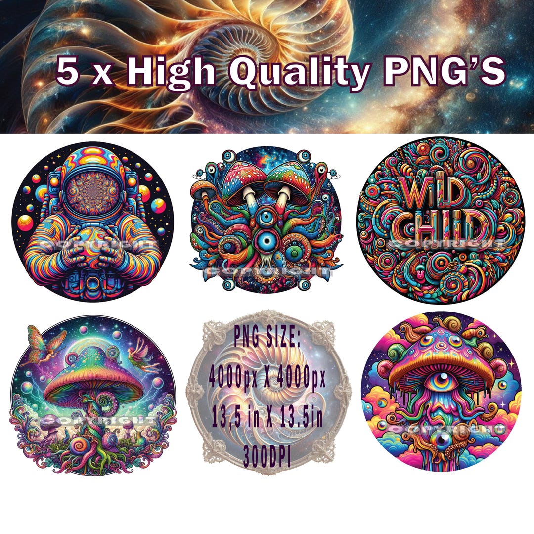 Trippy Psychedelic Png X 5, Astronaut PNG, Shrooms T-shirt Design ...
