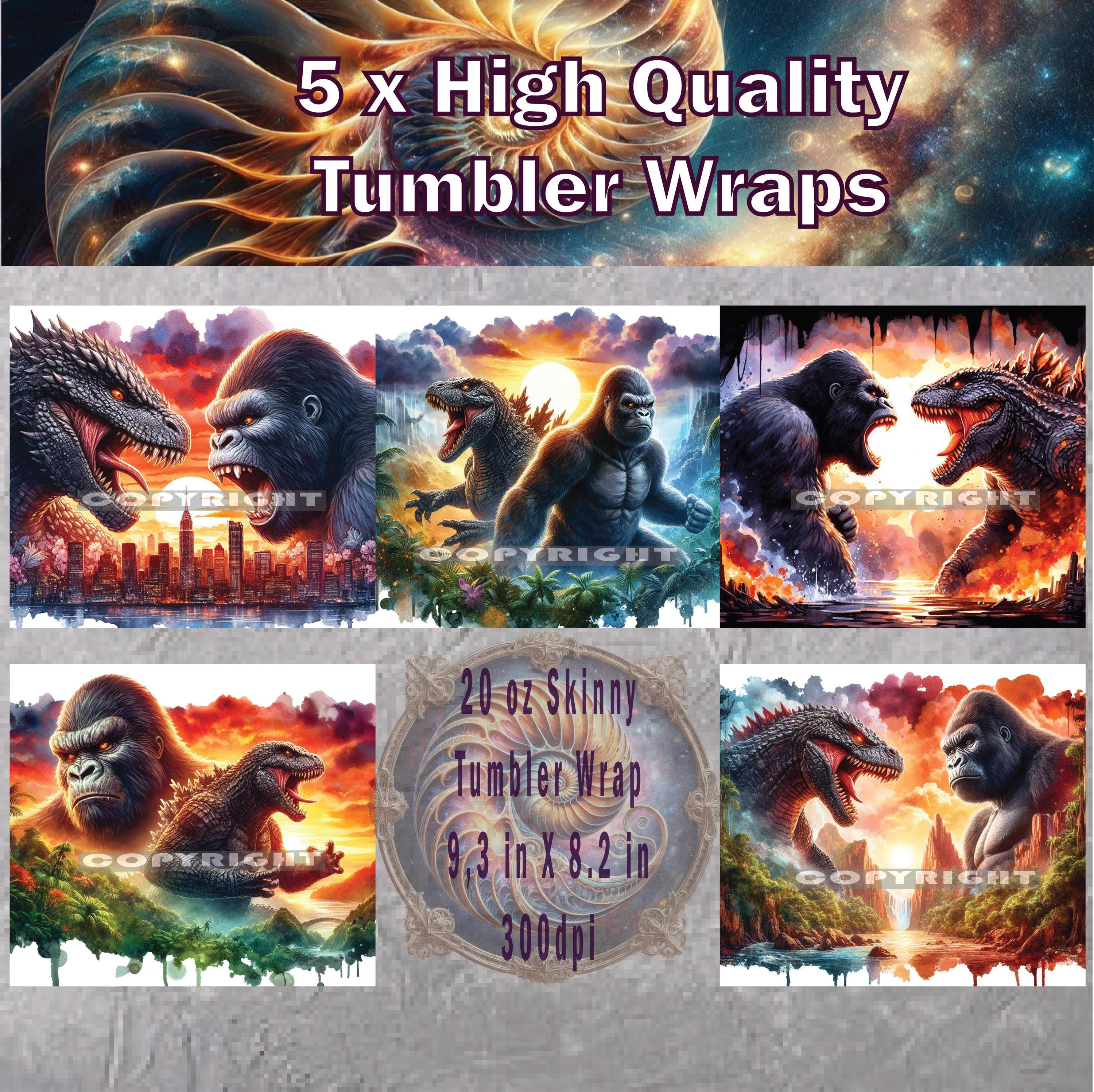 Godzilla Vs Kong Tumbler Wrap X 5, 20 Oz Tumbler Wrap, Godzilla ...