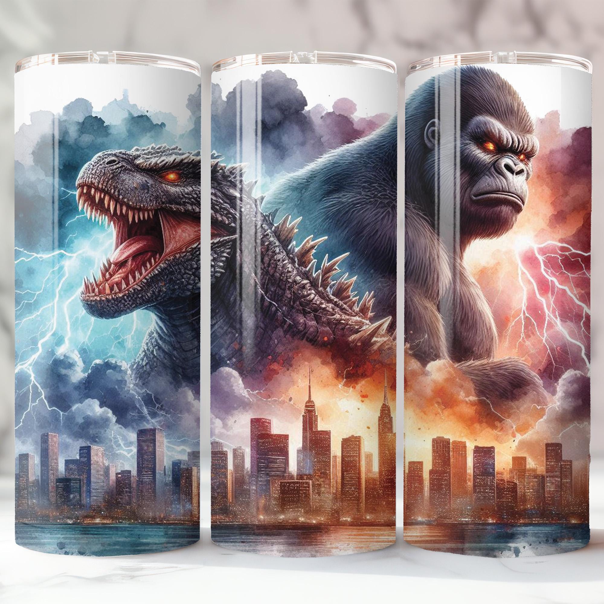 Godzilla Vs Kong Tumbler Wrap X 5, 20 Oz Tumbler Wrap, Godzilla ...