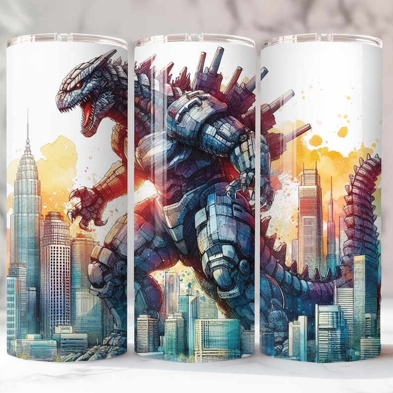 Mechagodzilla Tumbler Wrap X 5, 20 Oz Tumbler Wrap, Godzilla ...