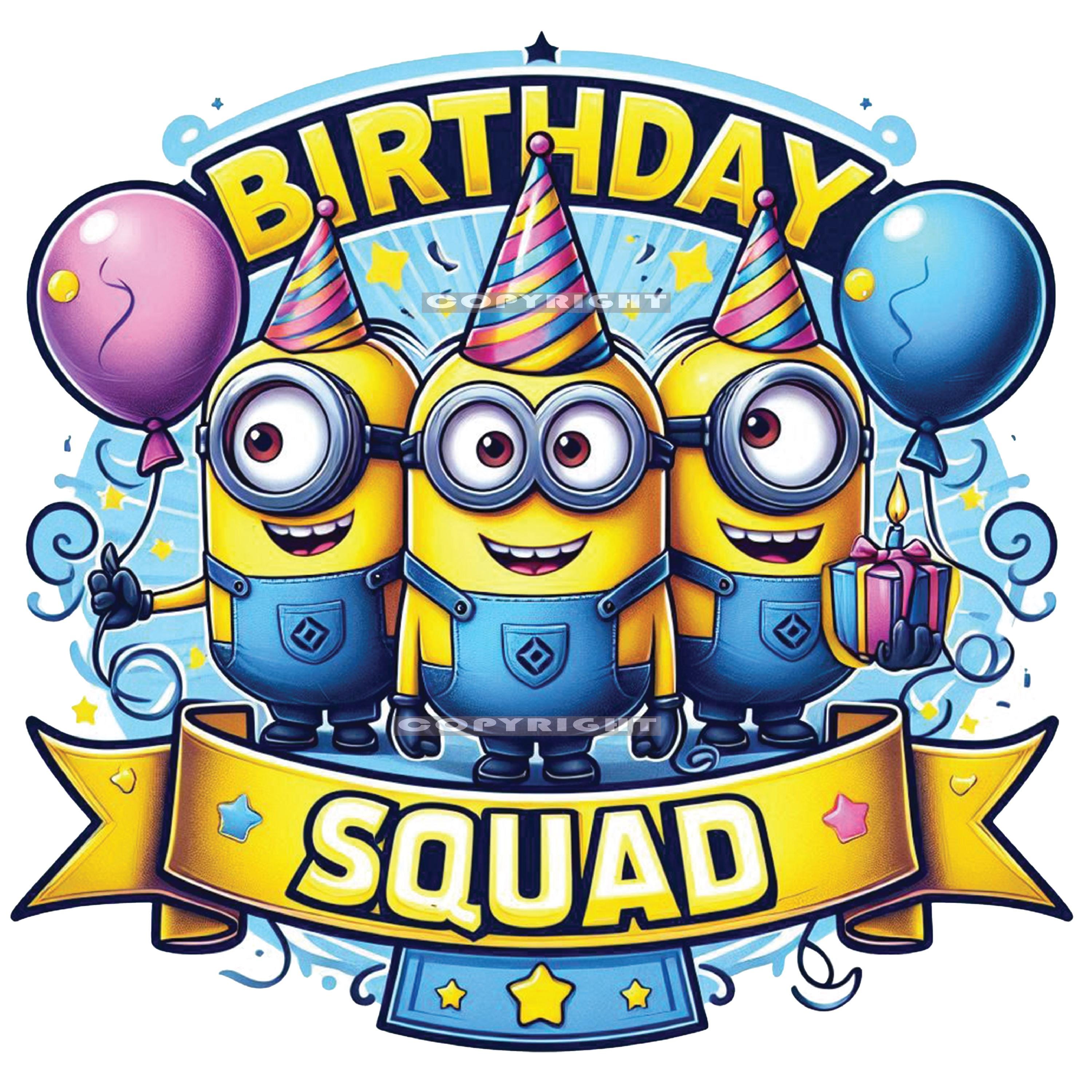 Minion Birthday Squad PNG X 5, Minion Birthday Party Png, Minion ...