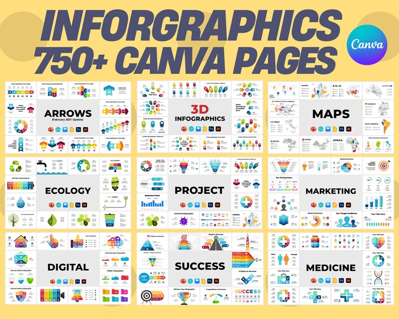750+ Canva Infographics Templates Bundle - Editable & Customizable for ...