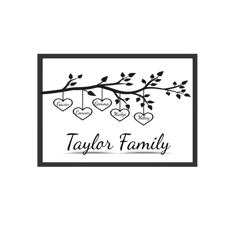 Personalised Family Tree Branch A4 Print Unframed Poster With Any Name ...