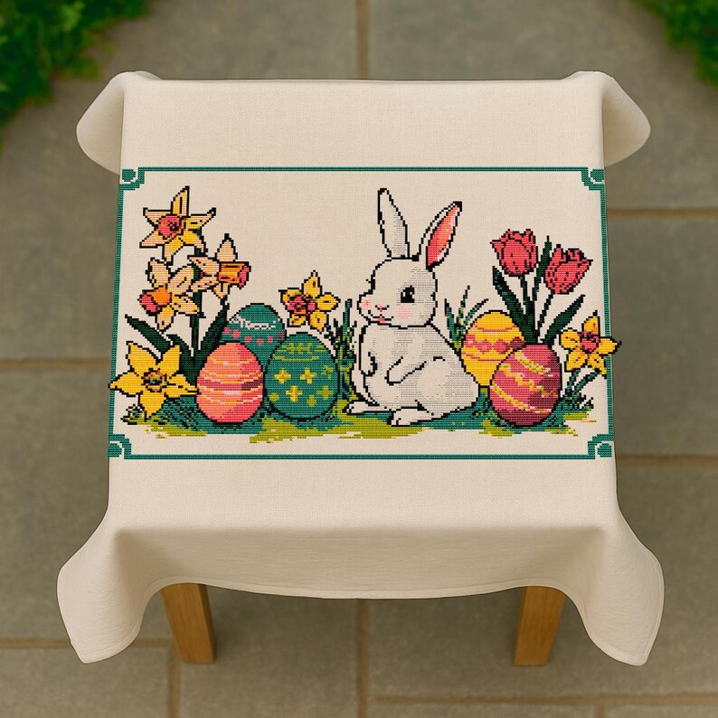 Easter Bunny Cross Stitch Pattern: Vintage Floral Design (PDF Pattern ...
