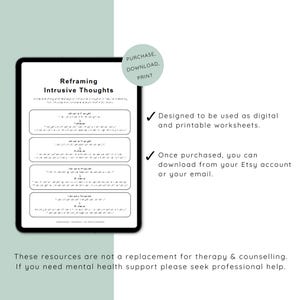 Intrusive Thoughts Worksheets, OCD, Processing Worksheet, CBT DBT ...