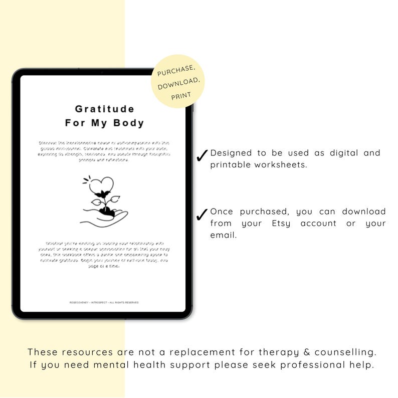 Body Gratitude Self Compassion Workbook and Journal: Self-help Therapy ...