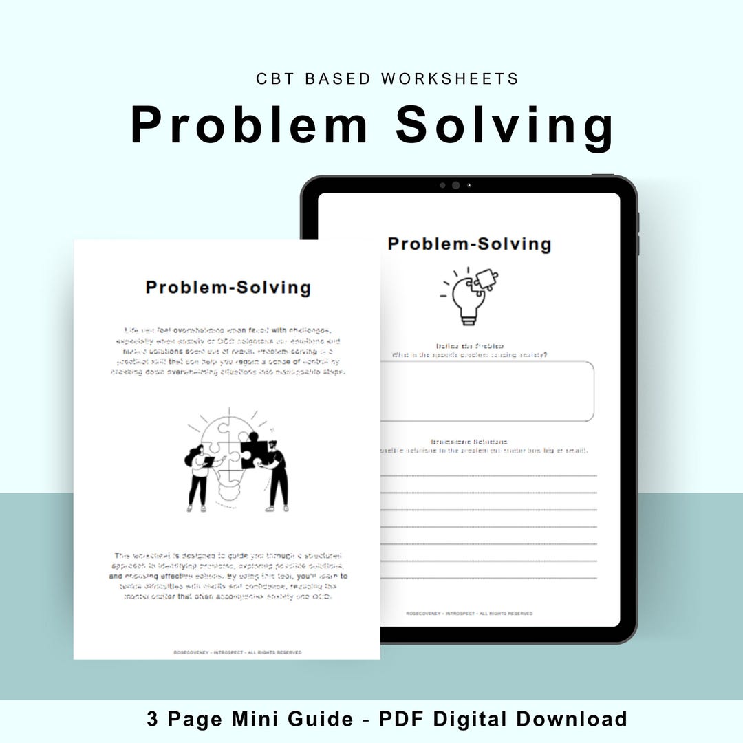 Problem Solving Skills Worksheets for Anxiety, Depression, OCD, ADHD ...