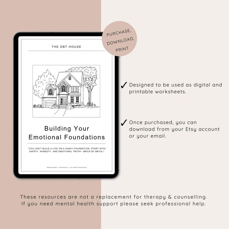 DBT House Worksheet: Emotional Regulation & Coping Skills (PDF Download ...