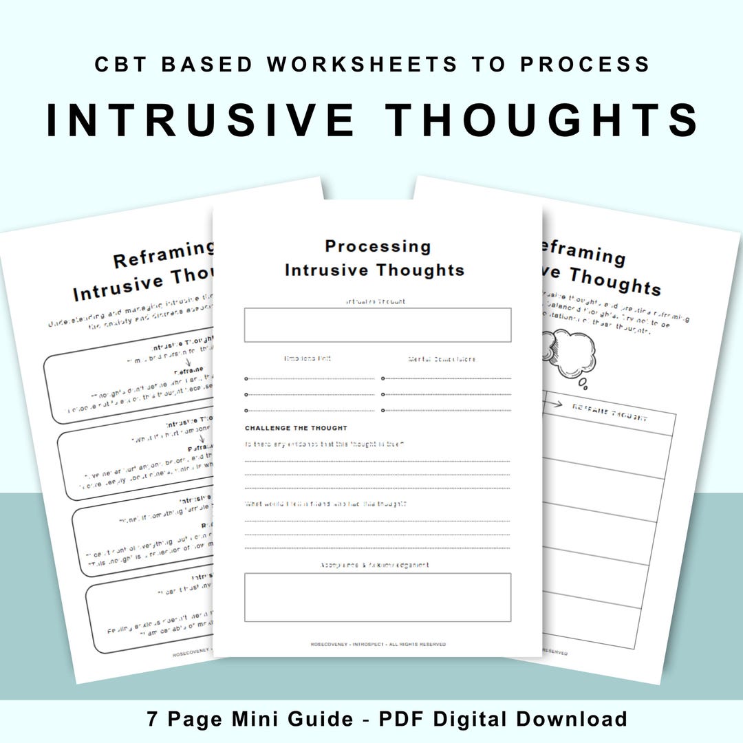 Intrusive Thoughts Worksheets, OCD, Processing Worksheet, CBT DBT ...