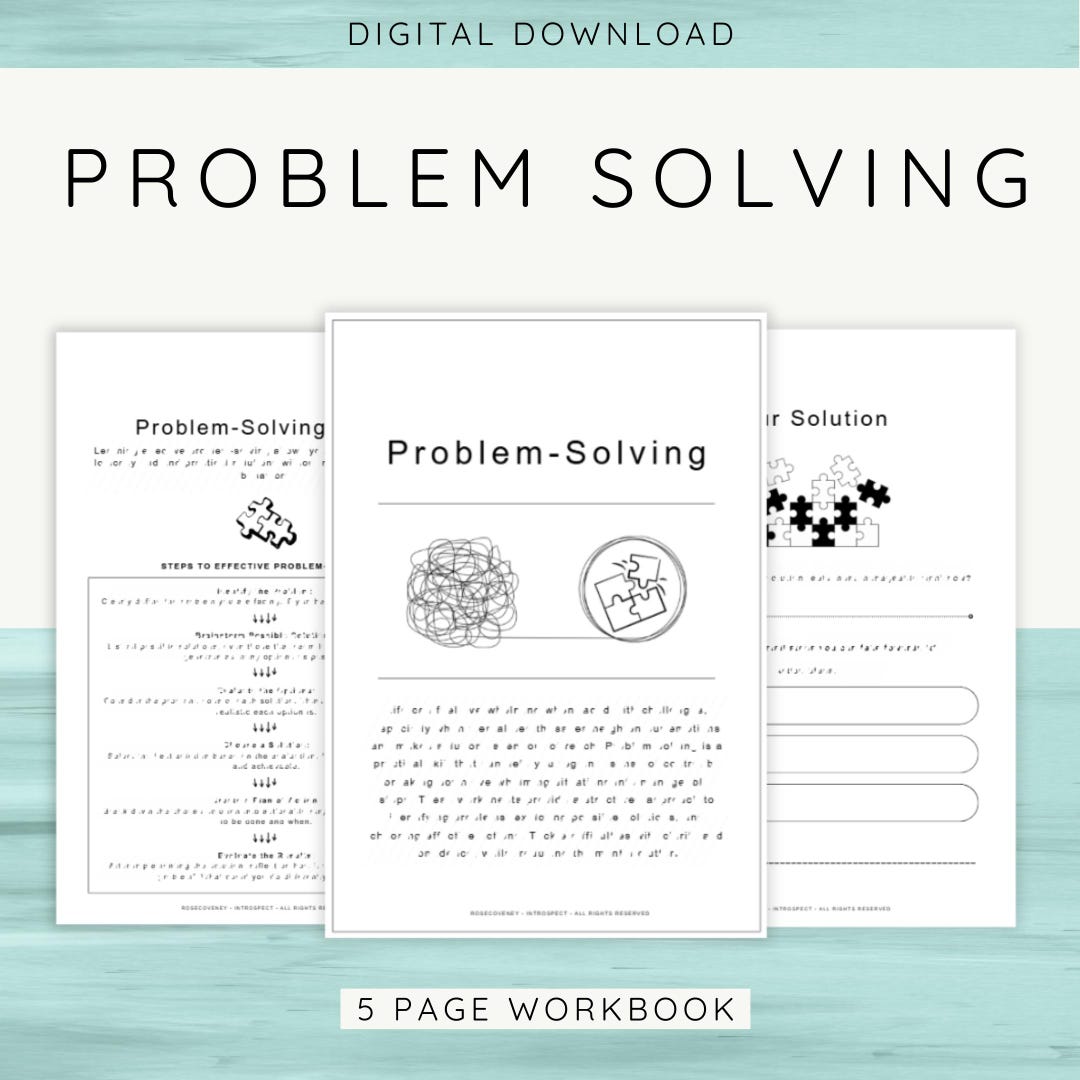 Problem Solving Worksheet: CBT Mental Health Self-help (PDF Download A4 ...