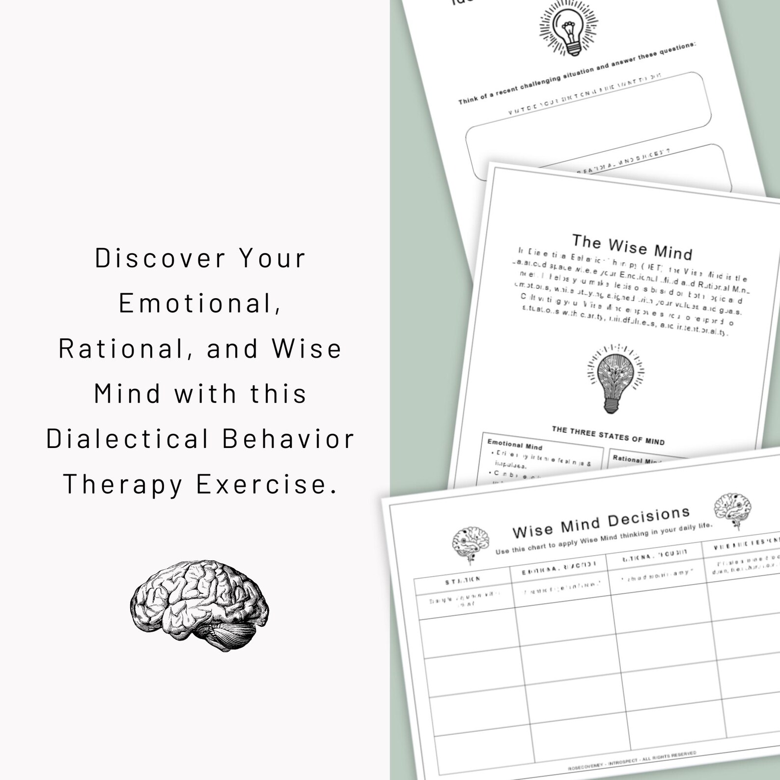 The Wise Mind DBT Worksheets, Mental Health Tools for Emotional Balance ...
