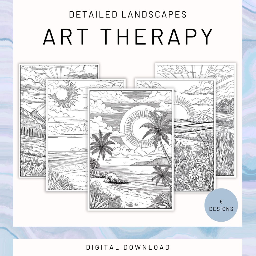 Art Therapy Printable Designs for Anxiety & Depression Relief, Coloring ...