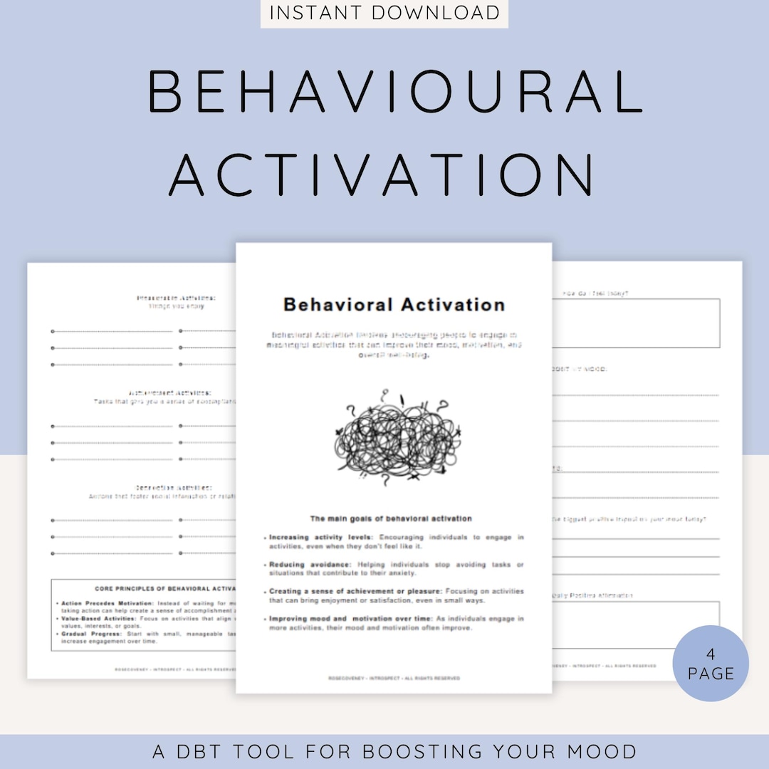 Behavioral Activation Worksheet for Anxiety & Depression - CBT Problem ...
