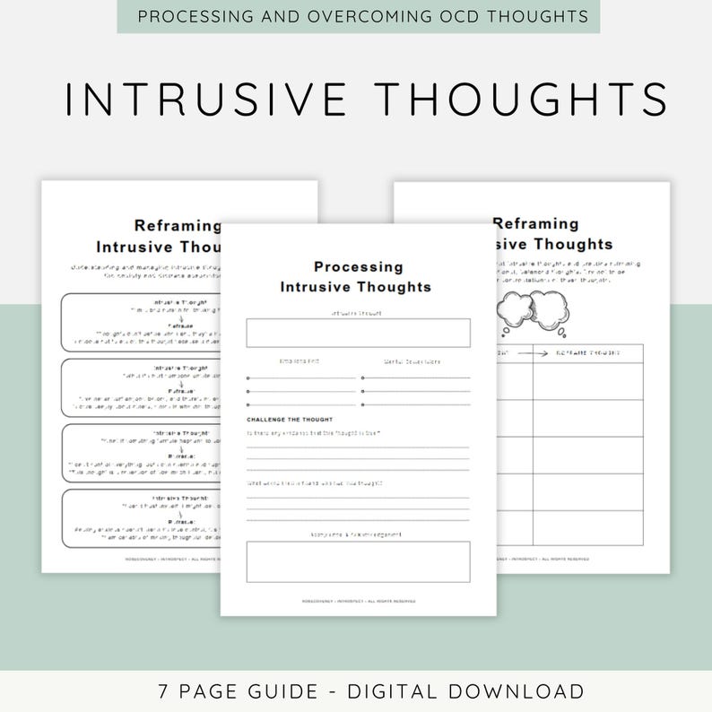 Intrusive Thoughts Worksheets, OCD, Processing Worksheet, CBT DBT ...