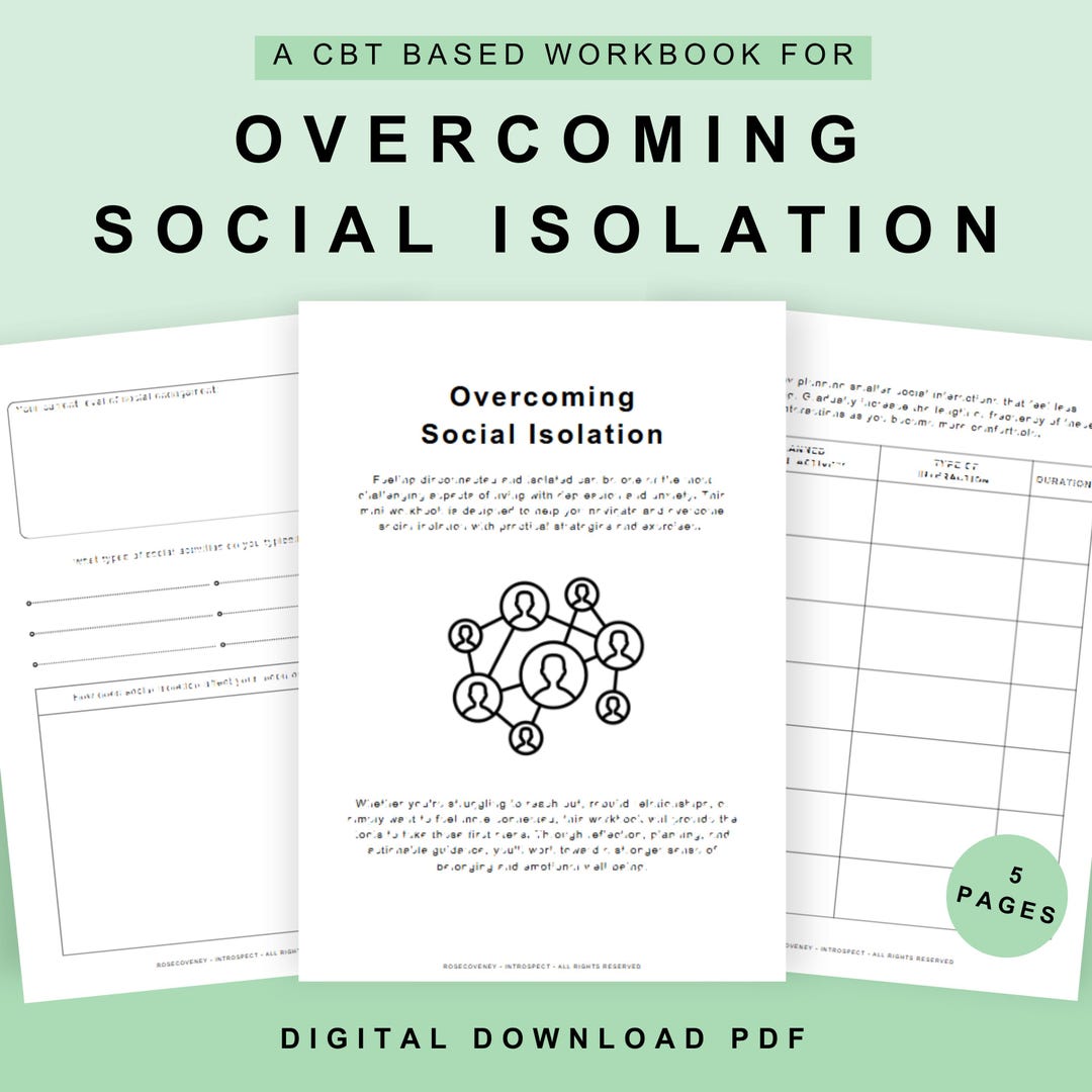 Overcoming Social Isolation Worksheet for Mental Health, Depression ...