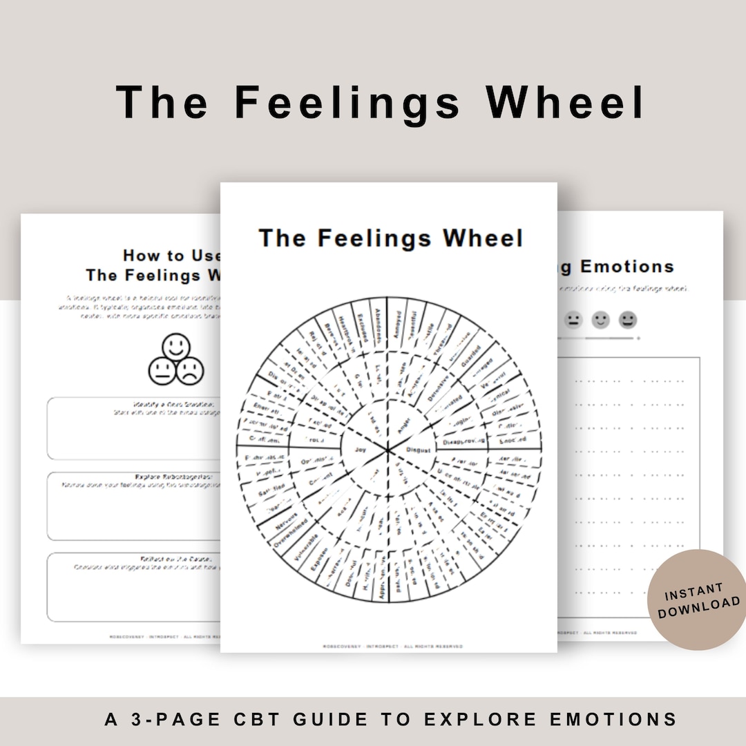 The Feelings Wheel Guide, DBT Worksheets, Mental Health Tools for ...
