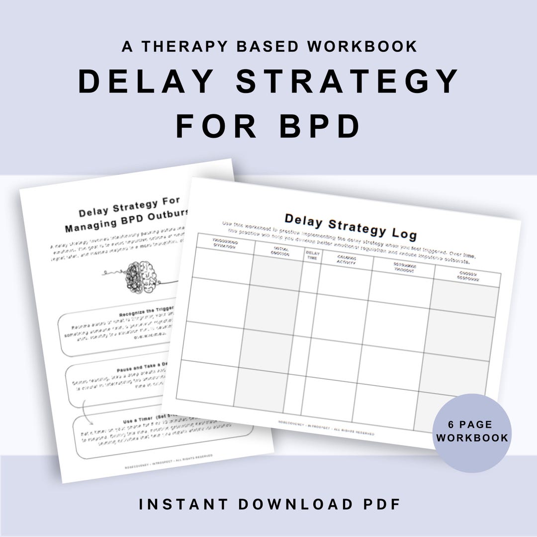 Borderline Personality Disorder, Delay Outbursts Workbook A CBT & Dbt ...