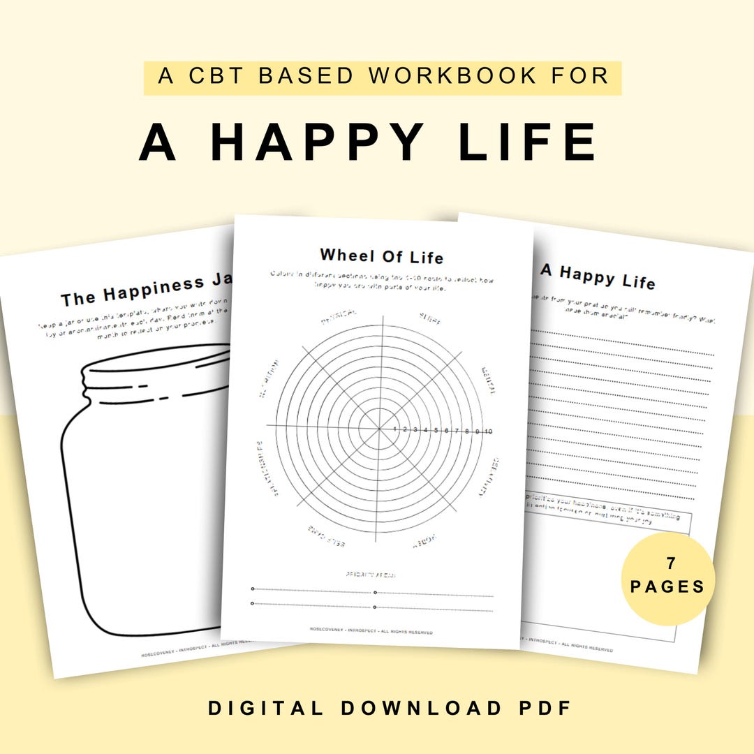 Happiness Workbook, Wheel of Life Mental Health Self-help Therapy ...