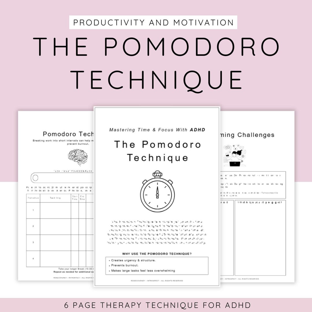 ADHD Planner: Pomodoro Technique Worksheet for Neurodivergent (PDF ...