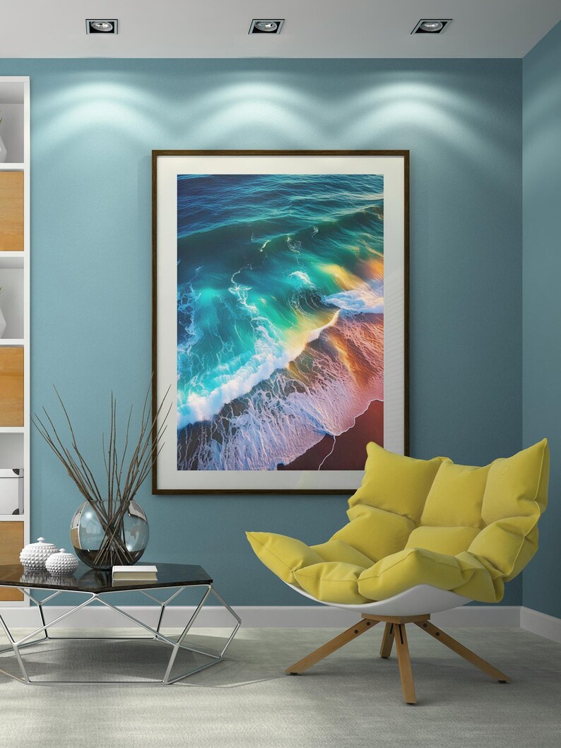 Waves, Ocean Waves, Wall Art, Home Decor, Abstract, Glowing, Vibrant - Etsy