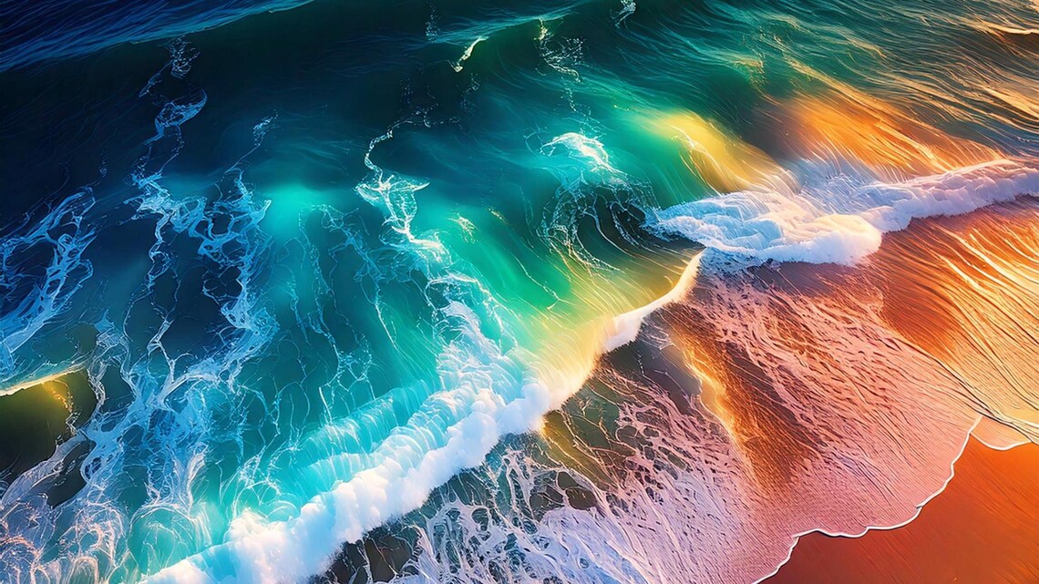 Waves, Ocean Waves, Wall Art, Home Decor, Abstract, Glowing, Vibrant - Etsy