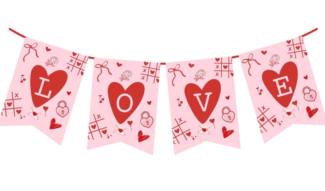 Valentine's Day Pennant - Etsy