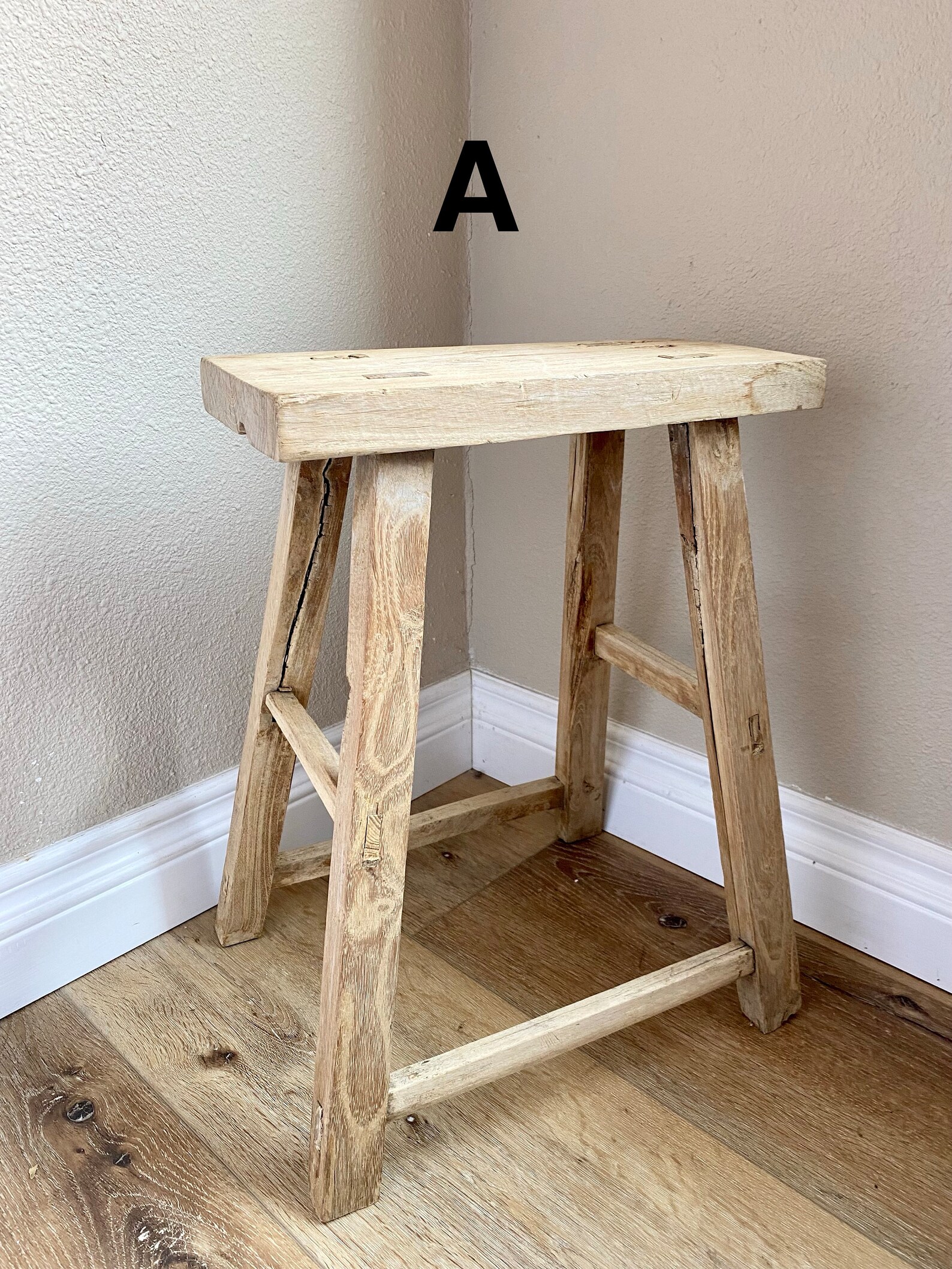 Vintage Rustic Skinny Elm Stool Vintage Reclaimed Elm Wood - Etsy