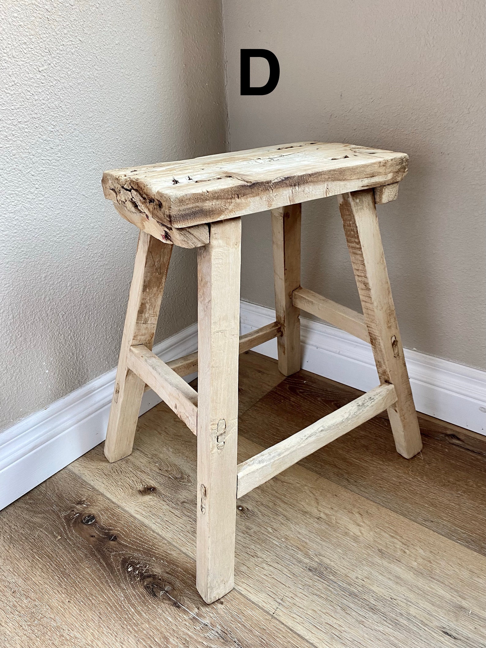 Vintage Rustic Skinny Elm Stool Vintage Reclaimed Elm Wood - Etsy