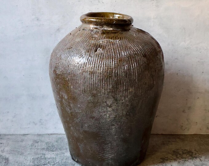 Vintage Chinese Mijiu Rice Wine Jar, Clay Vase, Rustic Vessel, Wabi ...