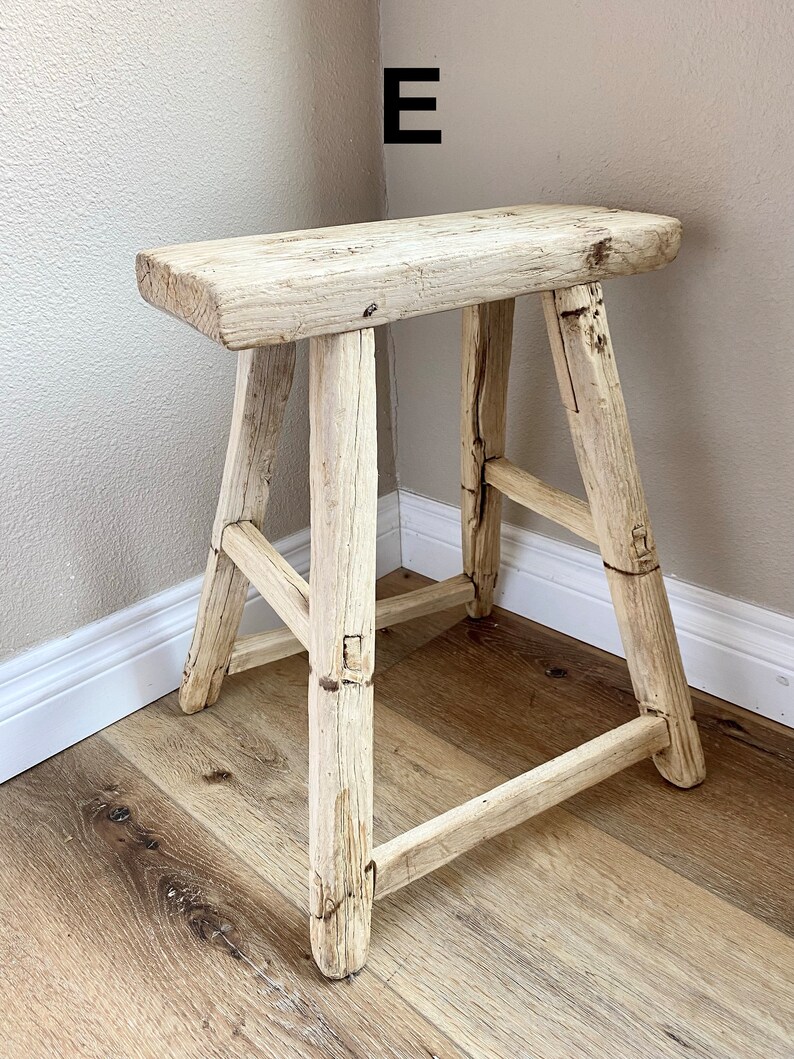 Vintage Rustic Skinny Elm Stool Vintage Reclaimed Elm Wood - Etsy