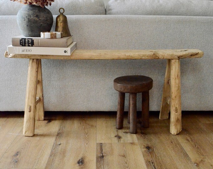 Vintage Rustic Skinny Elm Bench | Vintage Reclaimed Elm Wood Bench ...