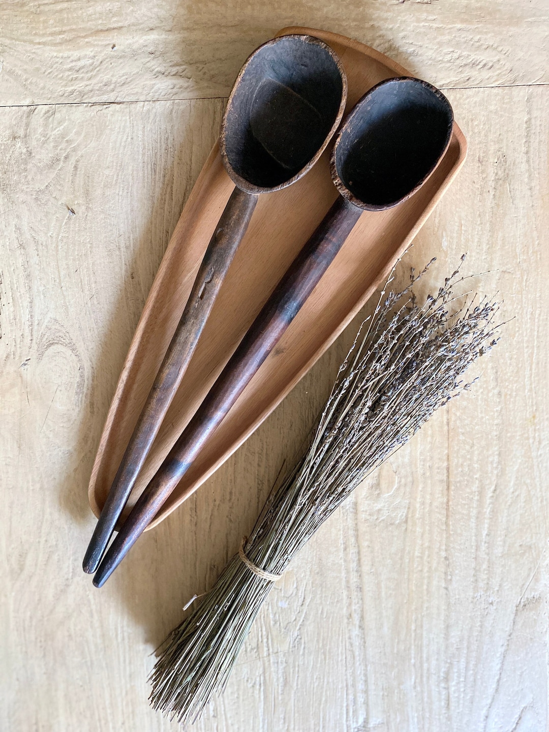 Pair of Vintage African Spoons | Rustic Primitive Wooden Décor ...