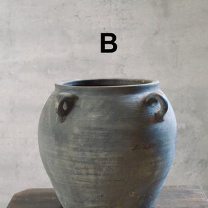 Vintage Grey Pot With Four Handles| Clay Vase | Rustic Vessel | Wabi ...
