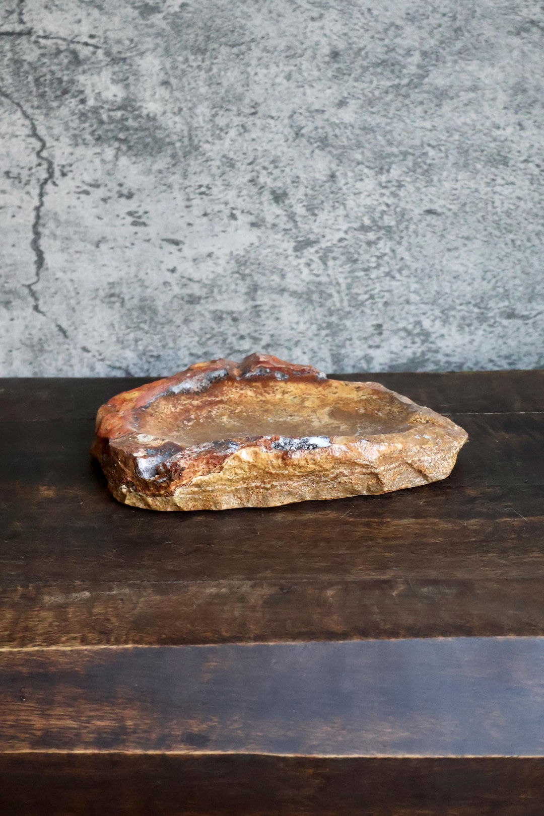 Hand-carved Travertine Catchall Plate: Natural Stone Jewelry Dish - Etsy