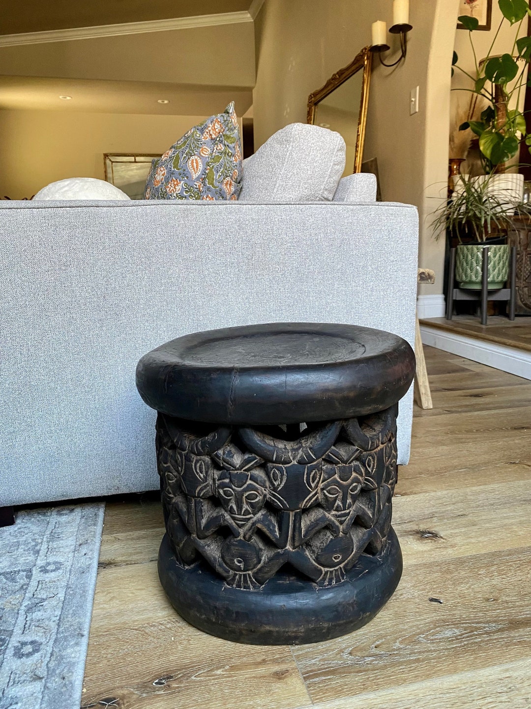 Vintage African Stool | Oku Stool | Cameroon Side Table | Handmade Wood ...