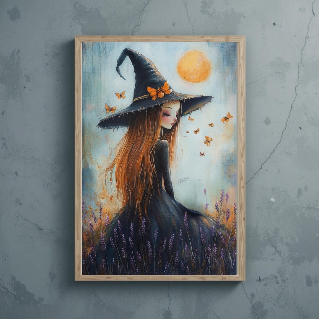Summer Witch Lavender Field Art Print: Whimsical Witchy Decor (digital ...