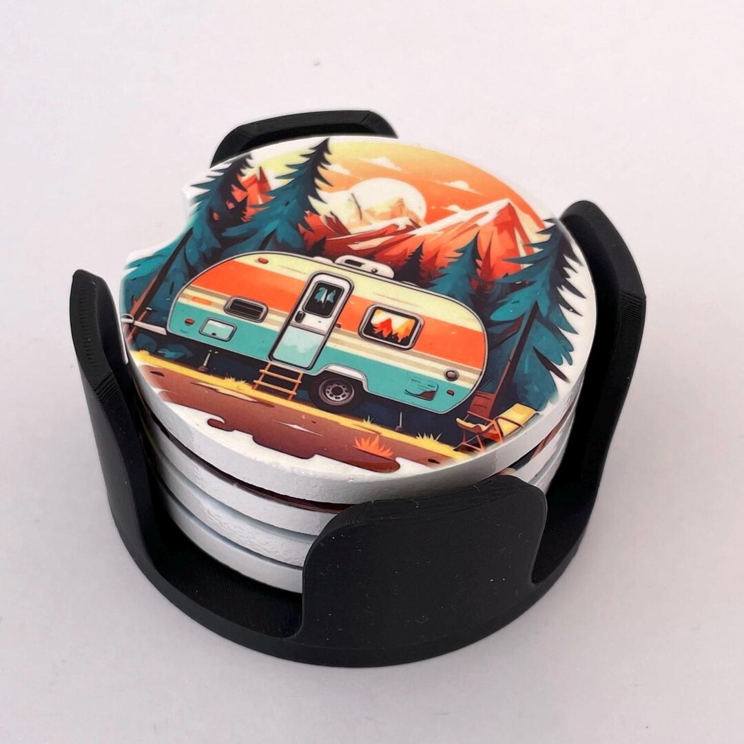Ceramic Drink Coasters - Camping in Style (4 Designs+bundle Option) - Etsy