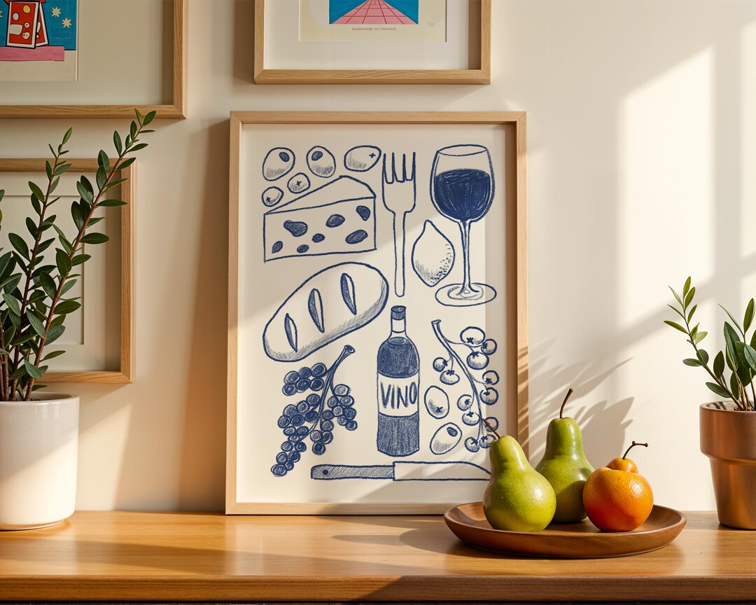 Hand Drawn Italian Style Table Setting Poster Print Instant Download - Etsy