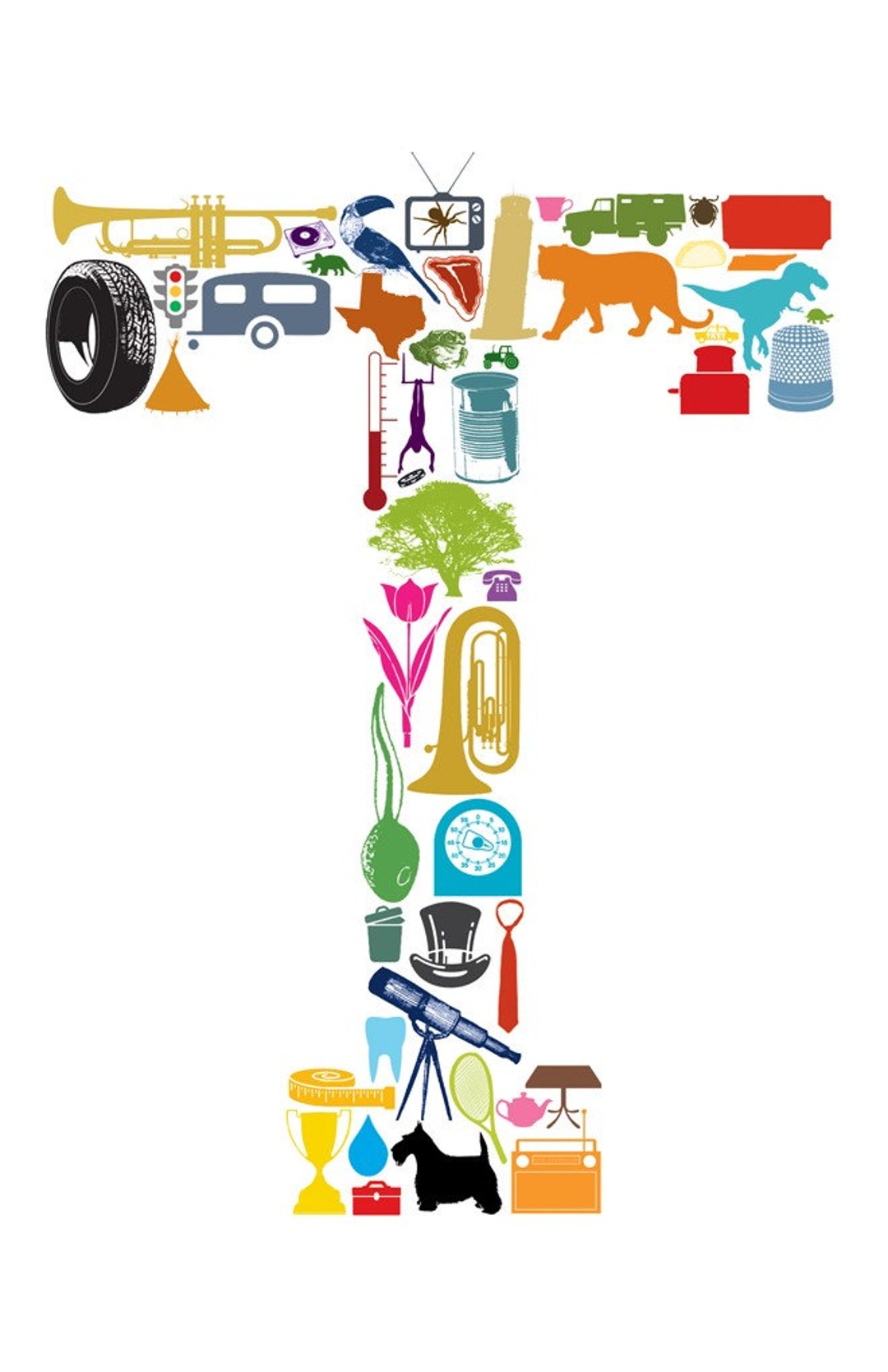 T is For... (11 X 17 Letter T Poster Print) | Gift for Baby Nursery ...