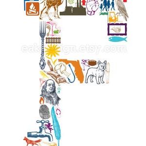 F is For... (11 X 17 Letter F Poster Print) | Gift for Baby Nursery ...