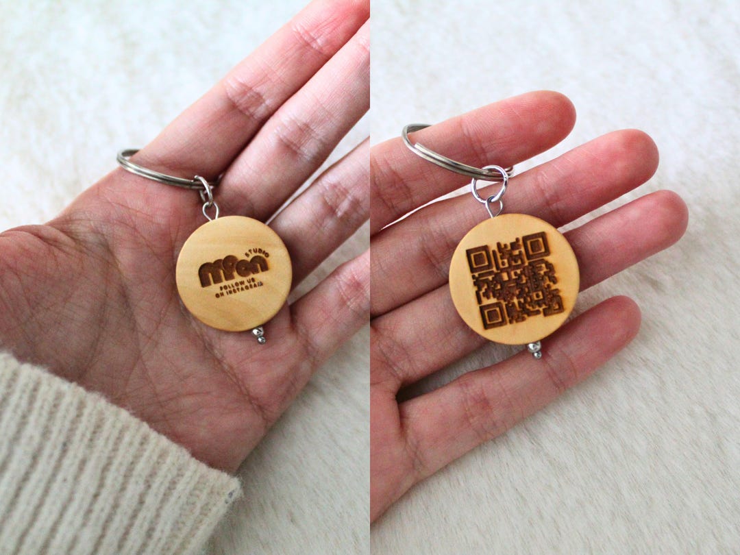 Promotional Keychains With QR Code | Custom Wooden Keychains ...