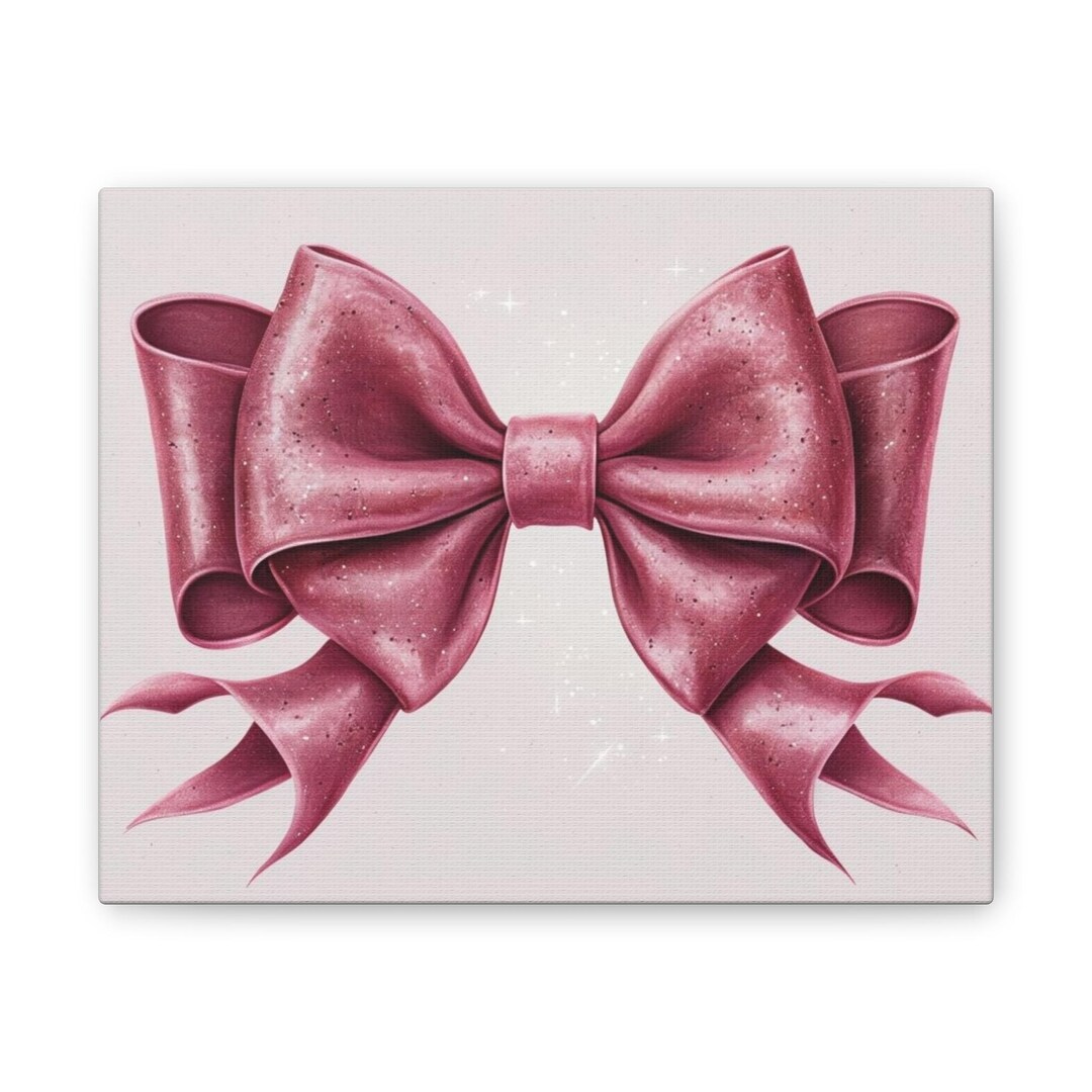 Giant Pink Sassy Bow With a Splash of Sparkle, Canvas Stretched, 0.75 ...