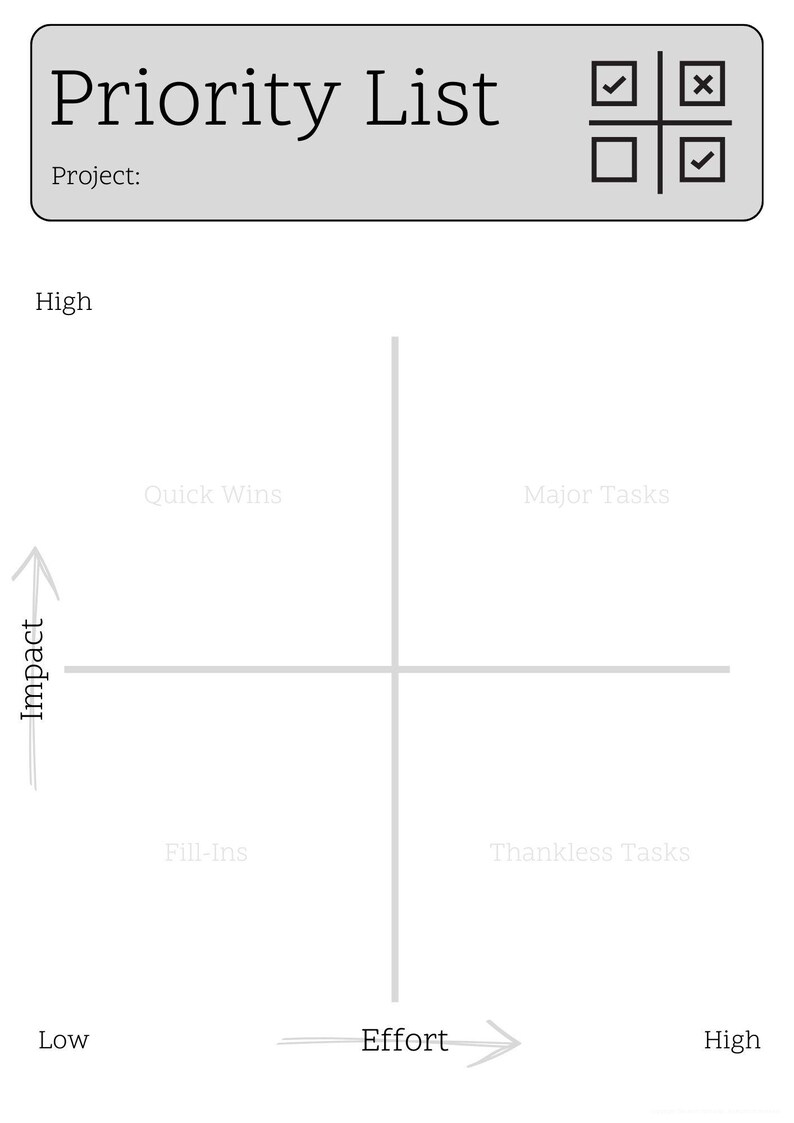 Printable Priority Matrix | Checklist | A4 PDF Print at Home Task ...