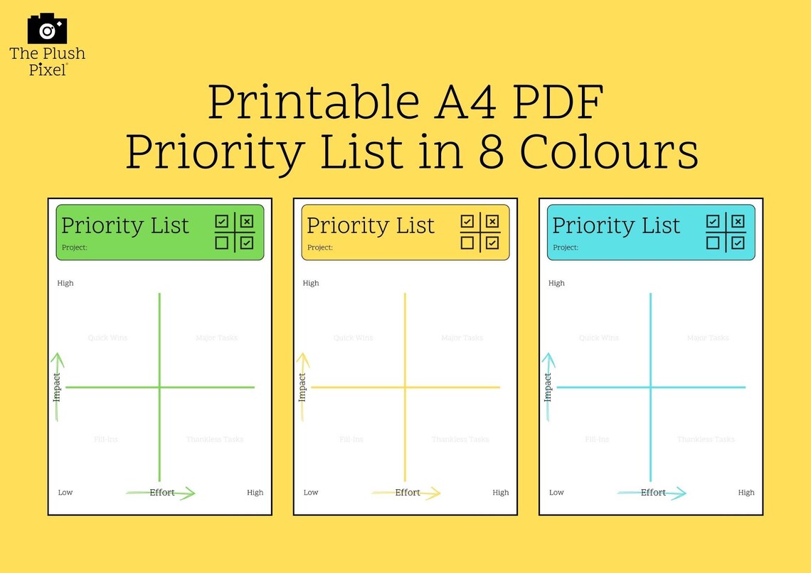 Printable Priority Matrix | Checklist | A4 PDF Print at Home Task ...