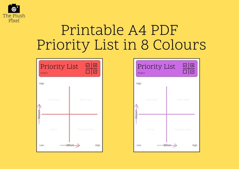 Printable Priority Matrix | Checklist | A4 PDF Print at Home Task ...