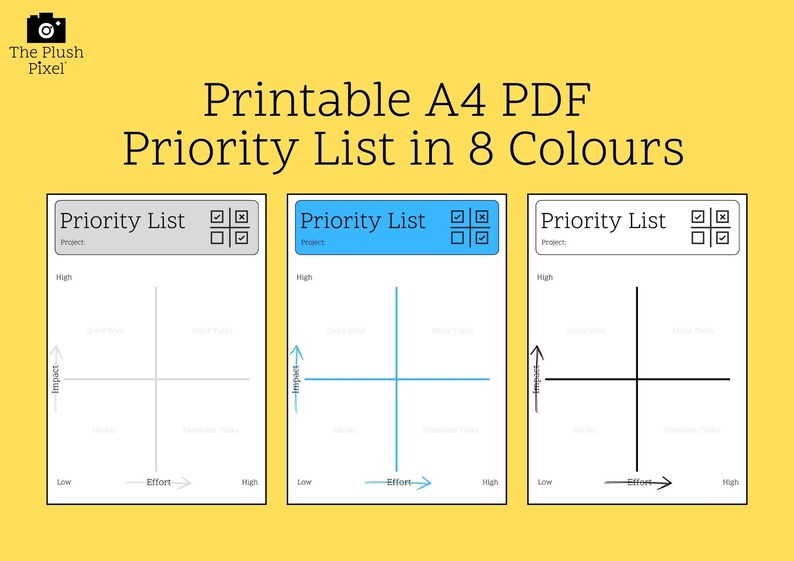 Printable Priority Matrix | Checklist | A4 PDF Print at Home Task ...